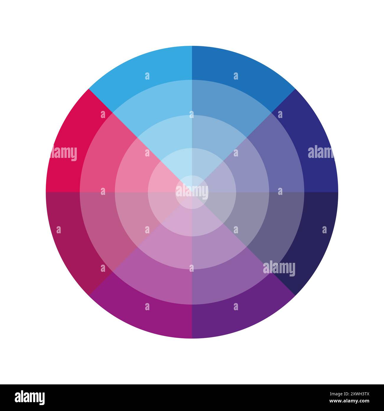 Color wheel vector. Circular gradient sections. Vibrant blue and pink ...