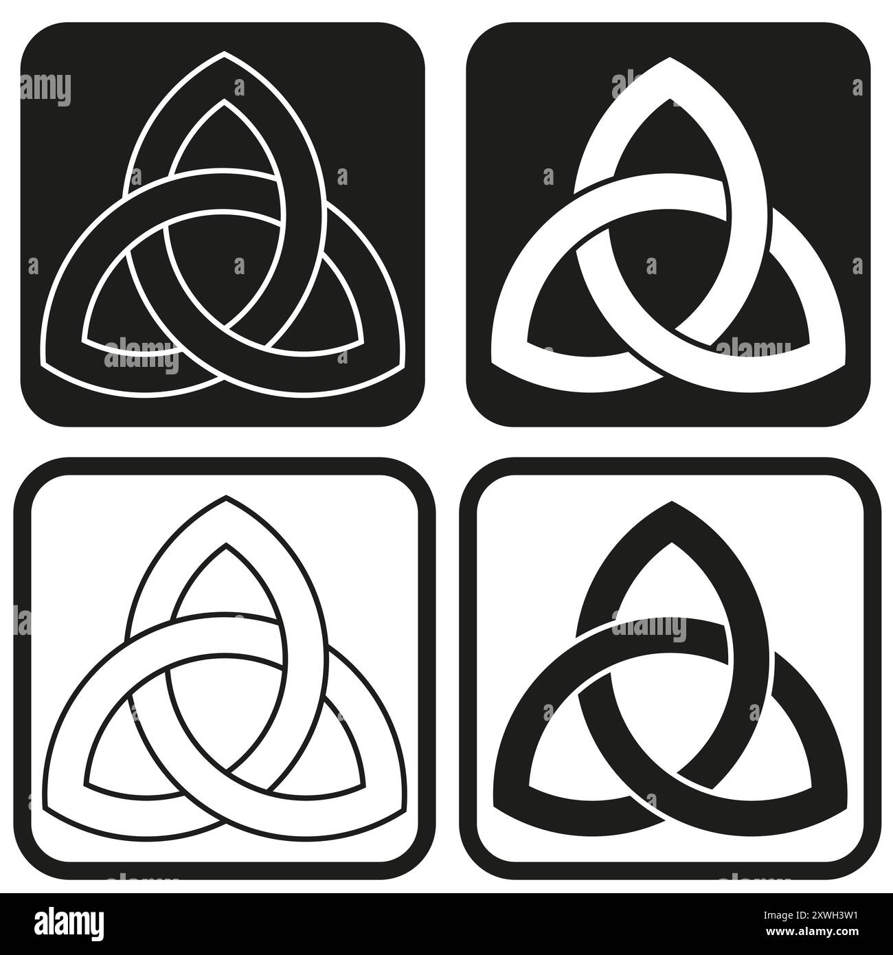 Celtic knot icons. Varied outline designs. Black and white elements ...