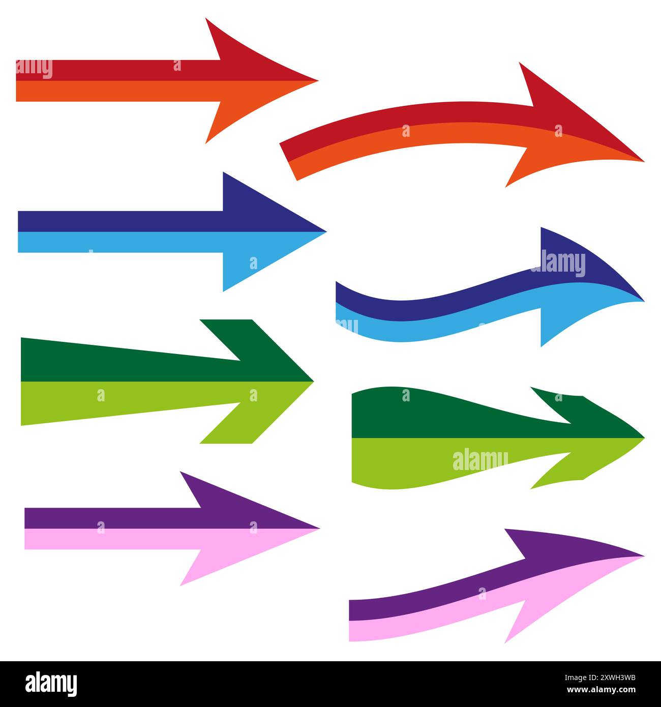 Colorful arrow set. Various directions. Bold vector design. Dynamic ...