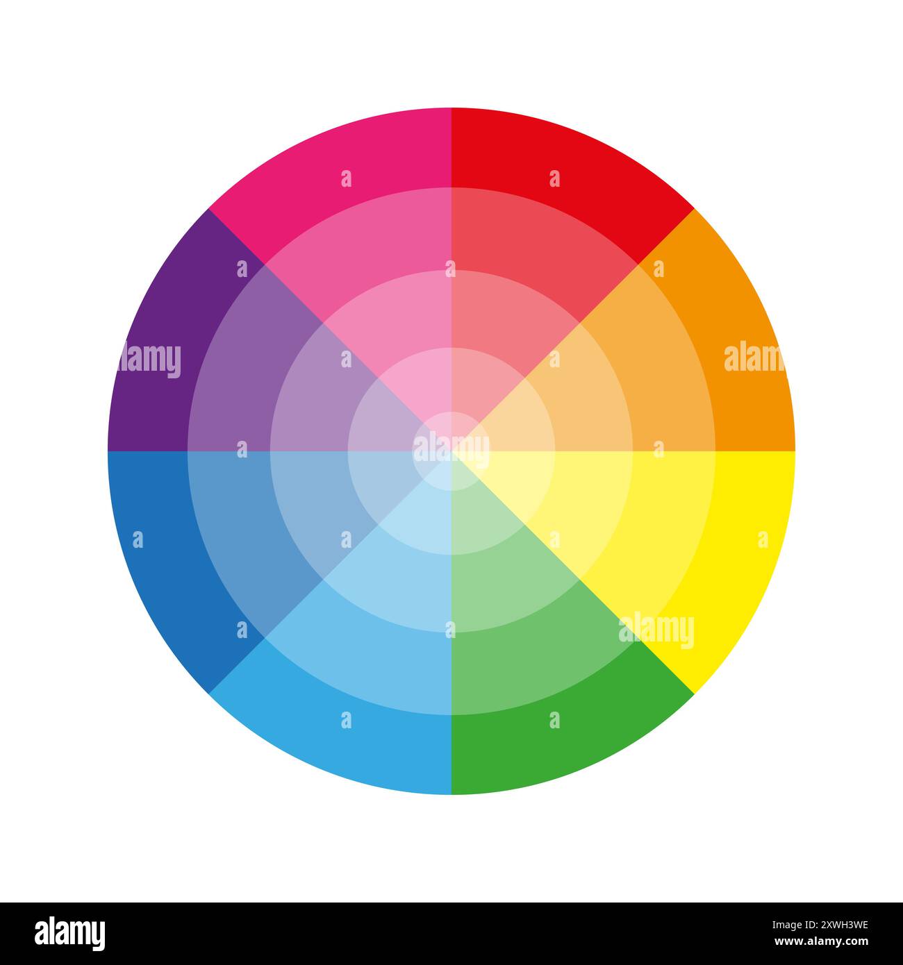 Color wheel illustration. Bright segmented circle. Rainbow spectrum ...