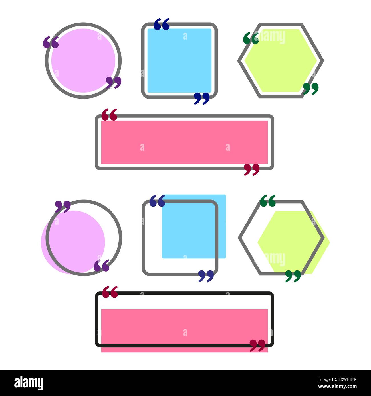 Colorful quote frames. Geometric shapes set. Speech bubble borders ...