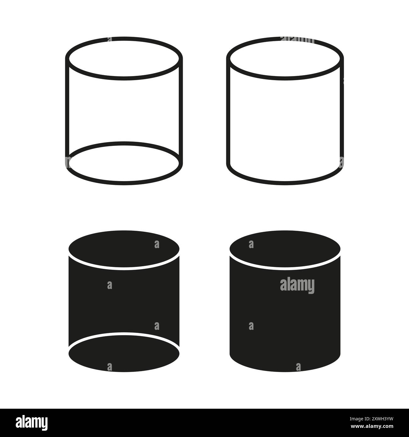 Cylinder shape icons. Simple geometric forms. Bold vector silhouettes ...