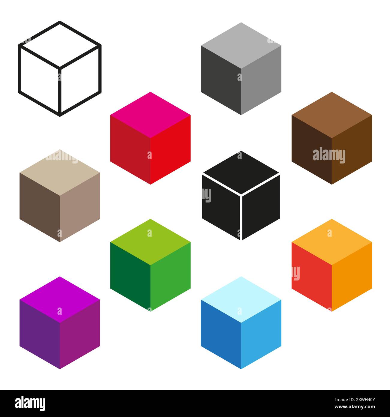 Isometric cube icons. Colorful 3D shapes. Geometric design set. Vector abstract collection Stock ...