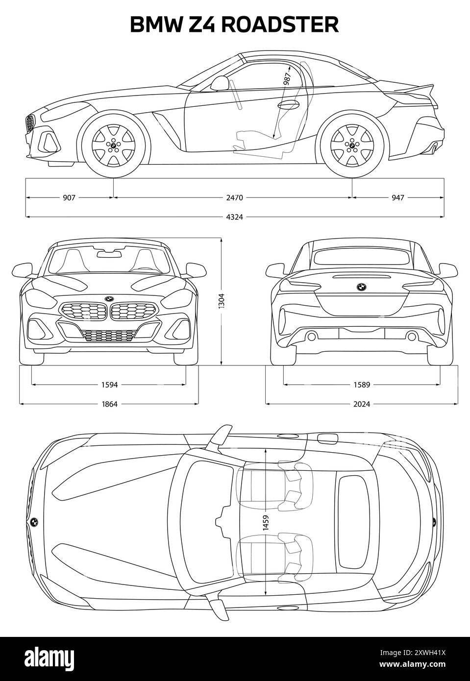 BMW Z4 Roadster 2023 Car Blueprint Stock Vector Image & Art - Alamy