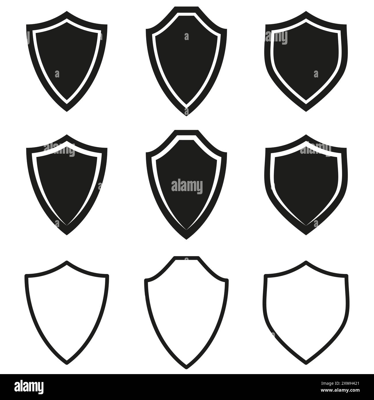 Set of shield icons. Minimalist shield shapes. Vector security symbols ...