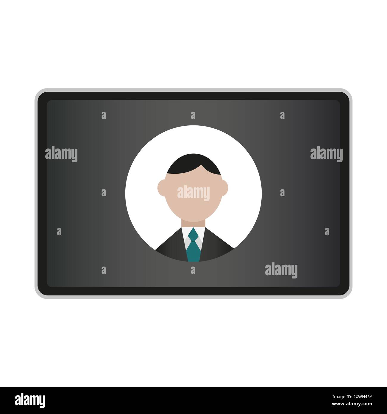 Profile icon on screen. Minimalist character illustration. Dark grey ...