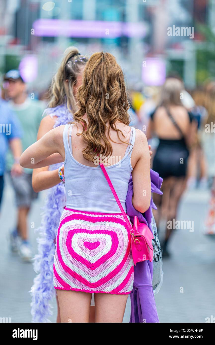 London, UK. 19th Aug, 2024. Taylor Swift fans before her Eras Tour show ...