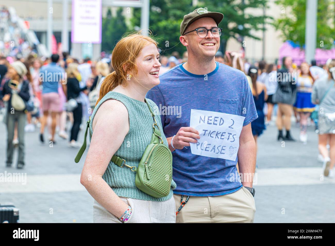 London, UK. 19th Aug, 2024. Taylor Swift fans before her Eras Tour show ...
