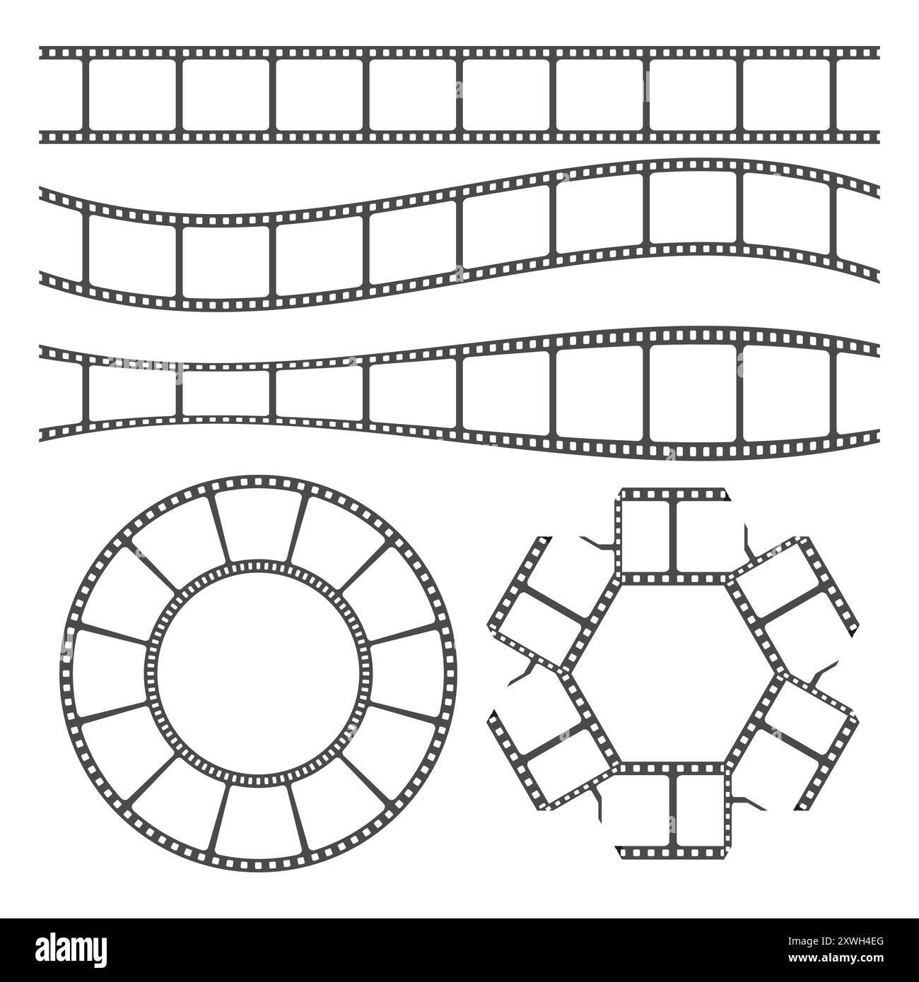 Film strip vector set. Various shapes collection. Retro cinema design ...