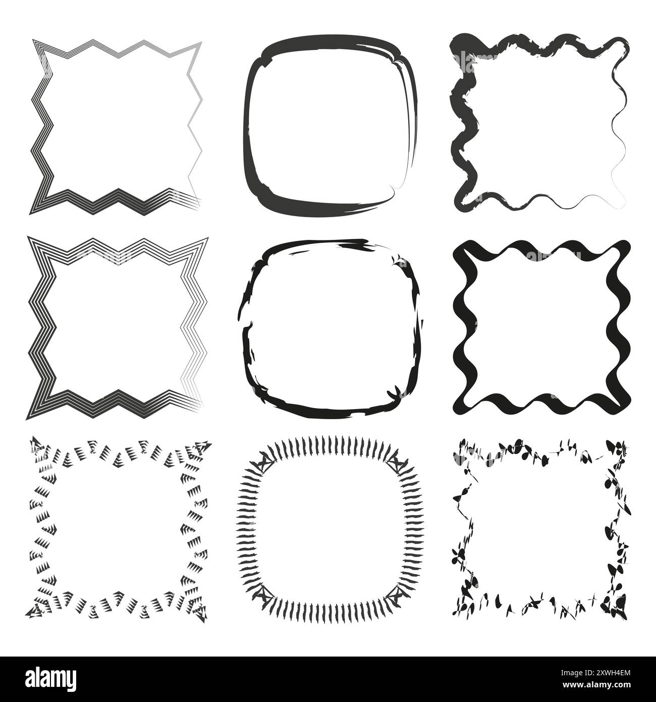 Abstract frame collection. Various border styles. Black and white ...