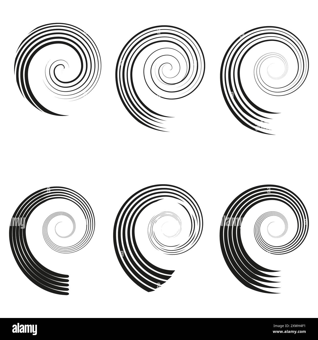 Abstract spiral shapes. Black and white patterns. Modern swirl design ...