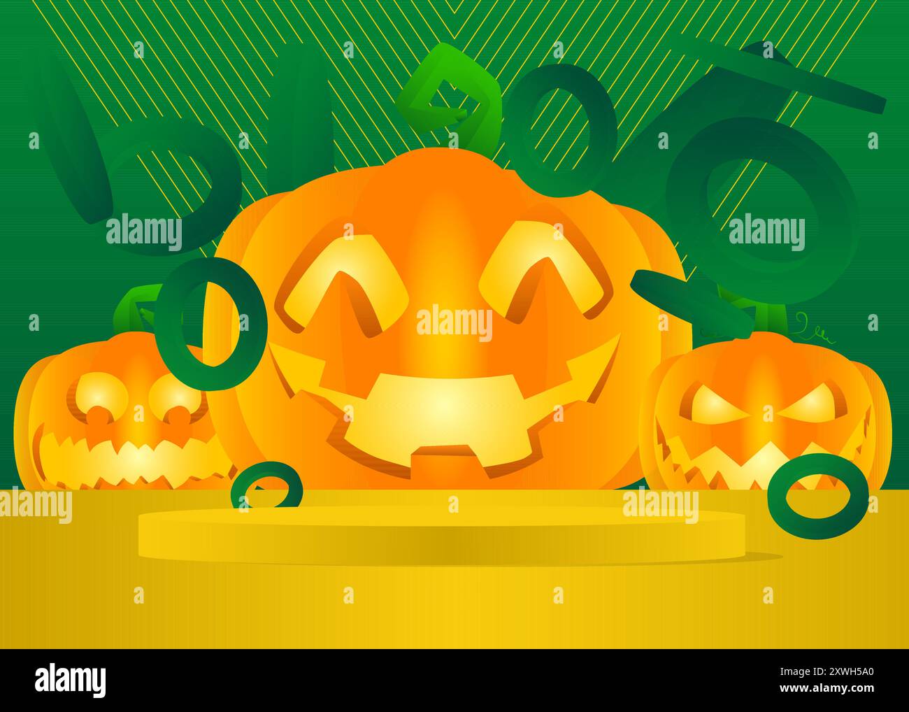 Mockup product display with halloween pumpkin. Vector cylinder pedestal ...