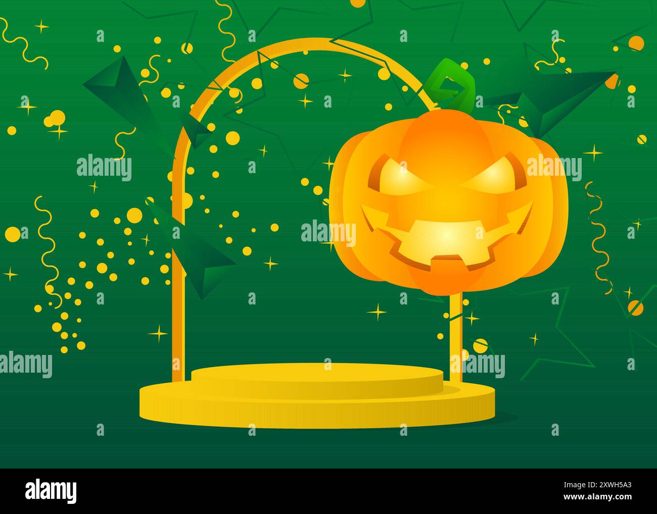 Mockup product display with halloween pumpkin. Vector cylinder pedestal ...