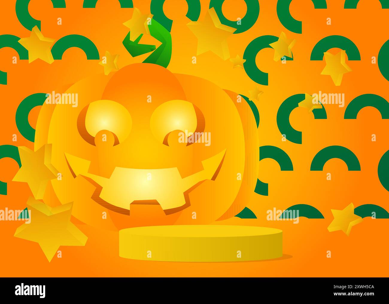 Mockup product display with halloween pumpkin. Vector cylinder pedestal ...