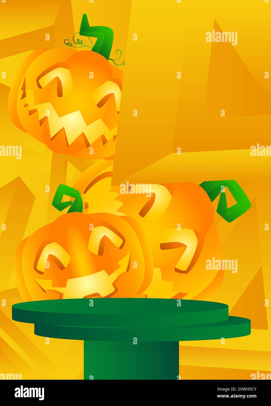 Mockup product display with halloween pumpkin. Vector cylinder pedestal ...