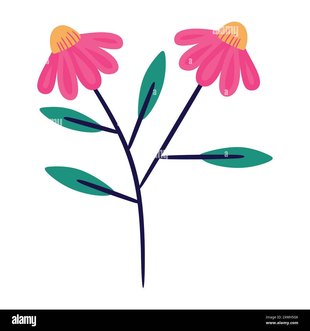 Yellow flowers single stem Stock Vector Images - Alamy