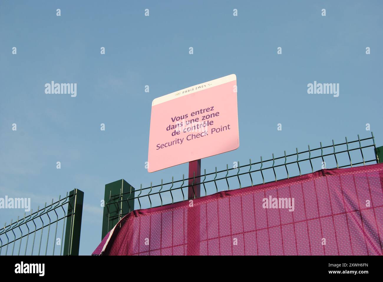 Paris, France - August 19 2024: Security check point sign at the Paris ...