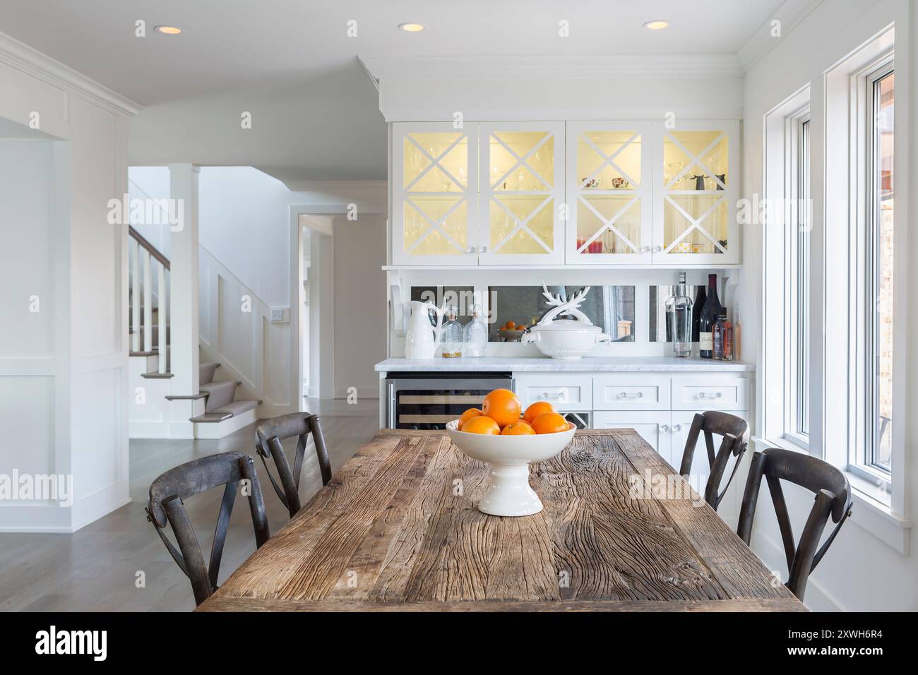 Rough hewn wood dining table and chairs hi-res stock photography and ...