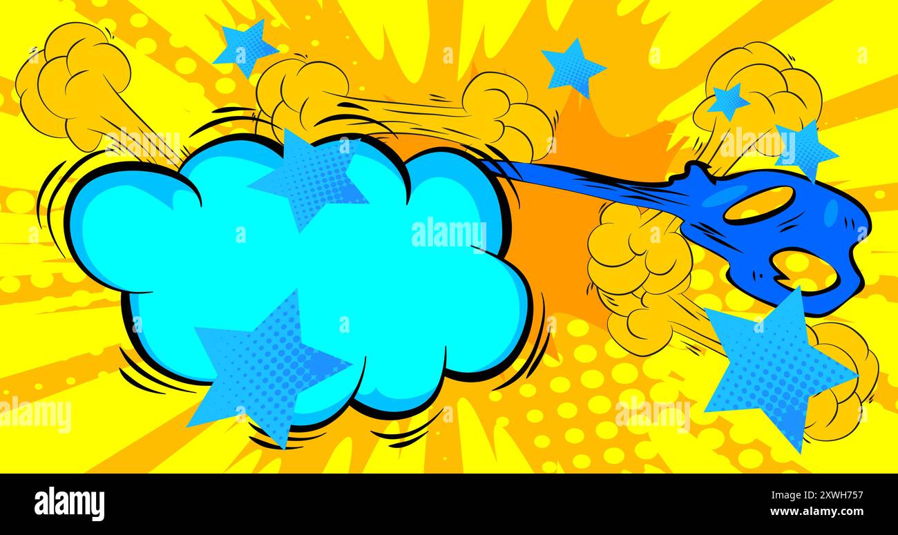 Cartoon Yellow and Blue background, comic book backdrop. Retro vector ...