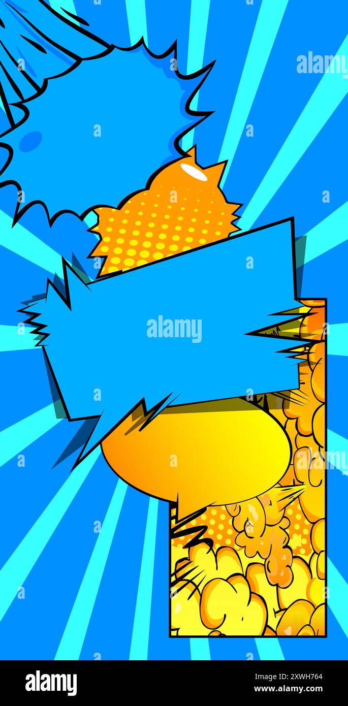 Cartoon Yellow and Blue background, comic book backdrop. Retro vector ...