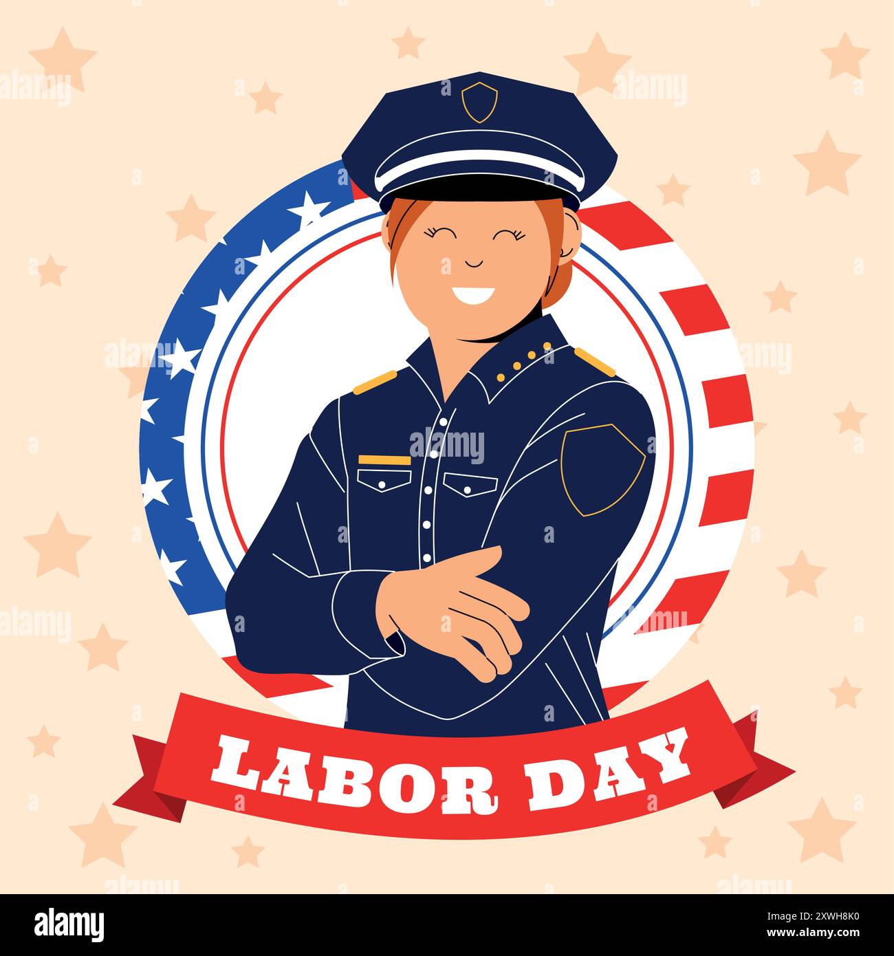 Smiling police officer worker celebrating Labor Day Vector Stock Vector ...
