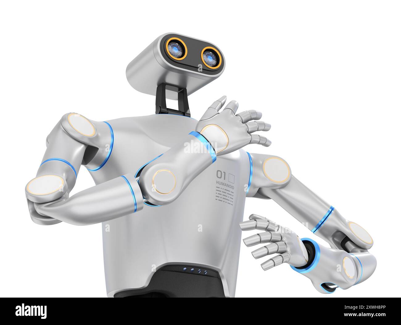 Front view of Humanoid AI Robot on white background. 3D rendering image ...