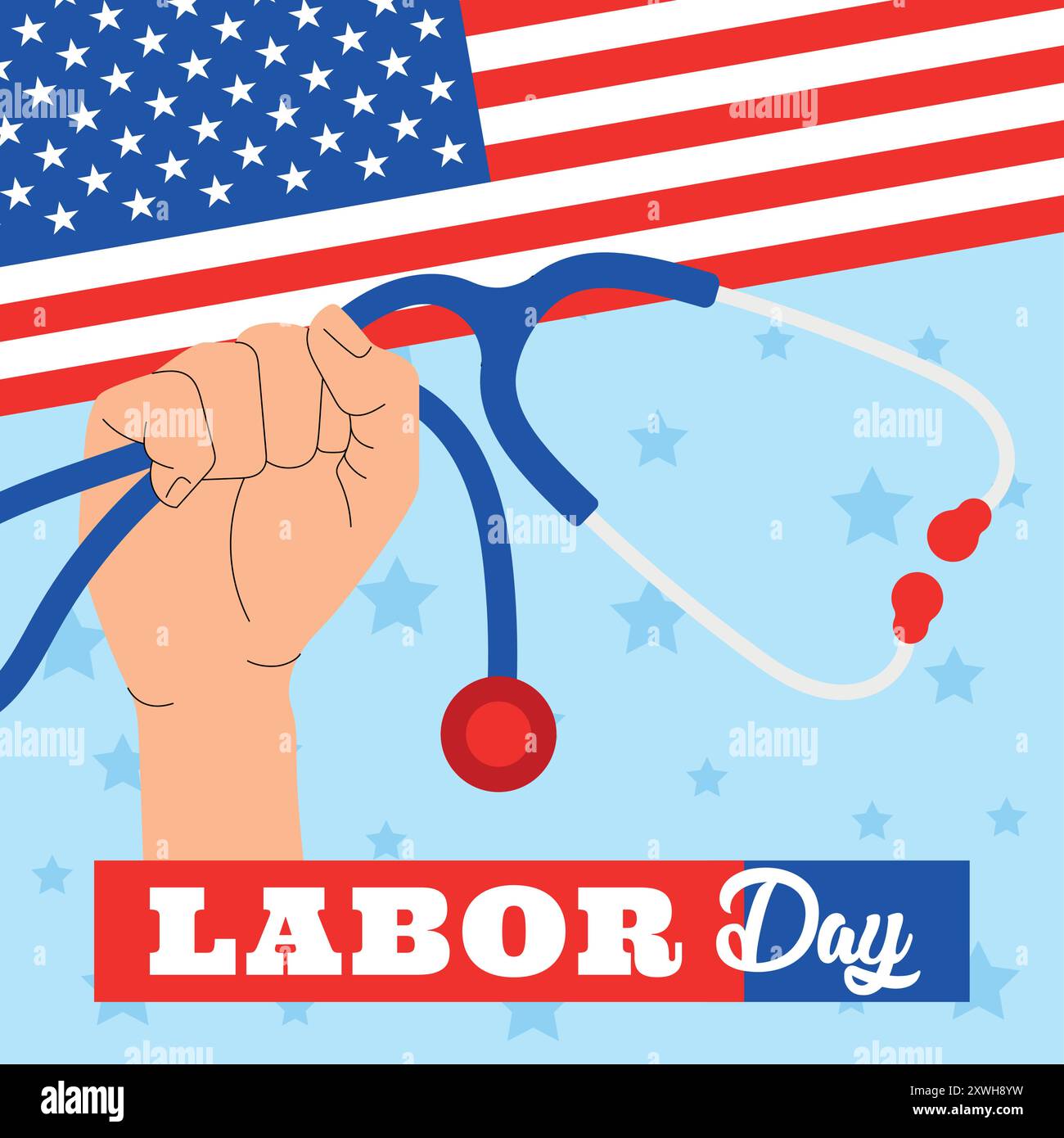 Labor Day graphic with fist holding stethoscope Vector Stock Vector ...
