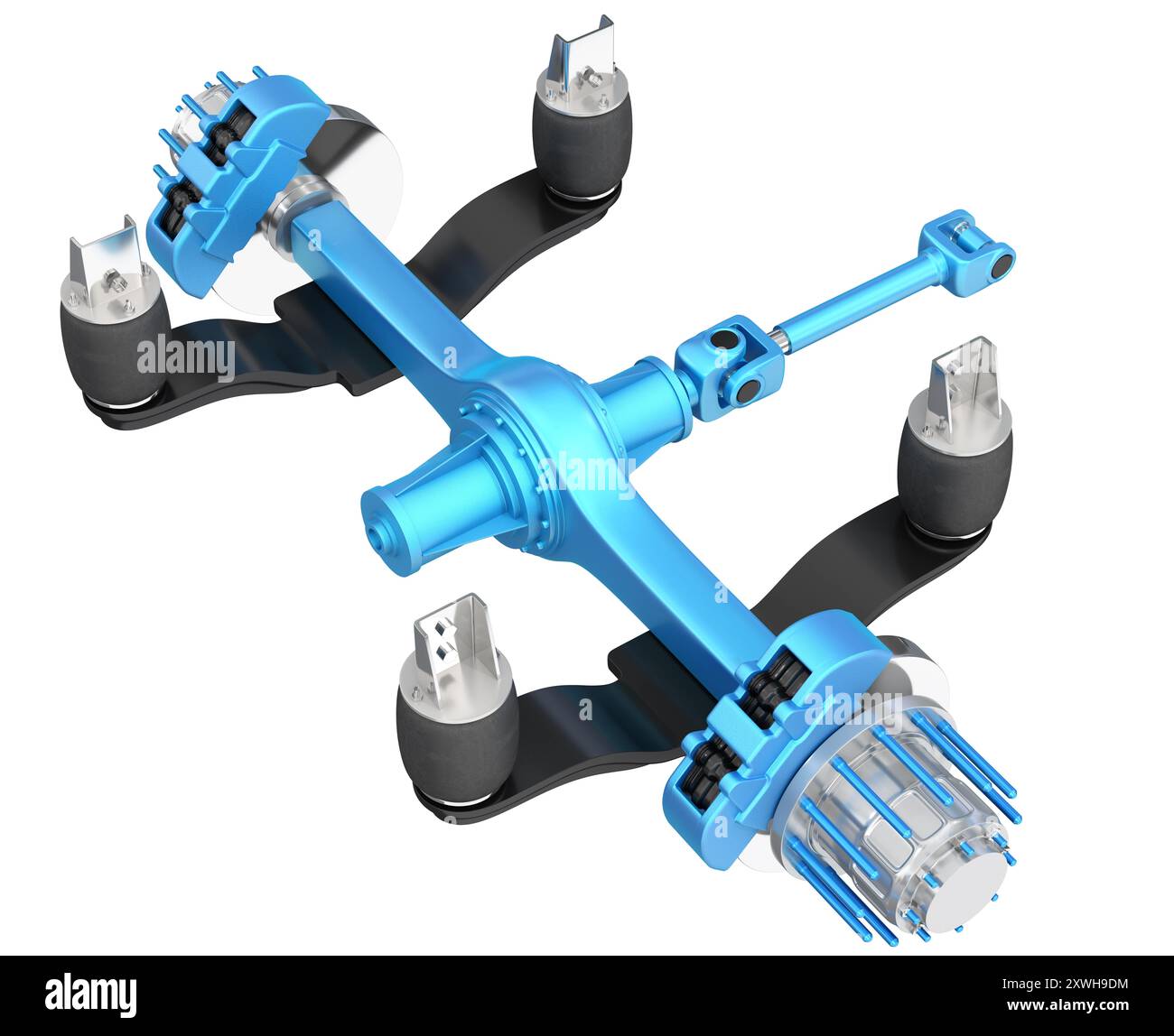 Isometric view of Semi truck axle system isolated on white background ...