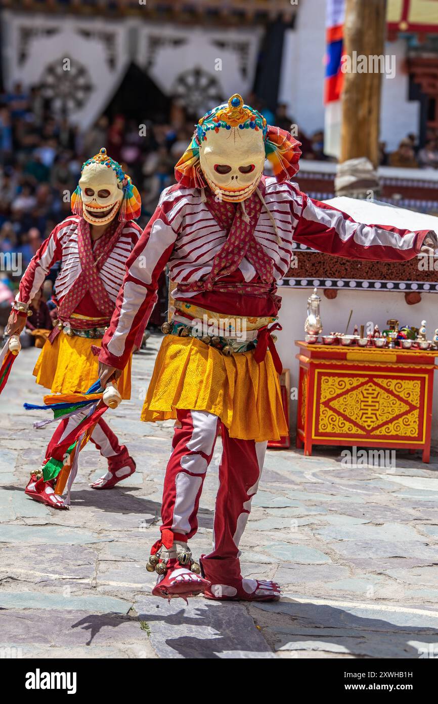 Ladakhi monks wearing traditional costume and performing Cham dance at ...