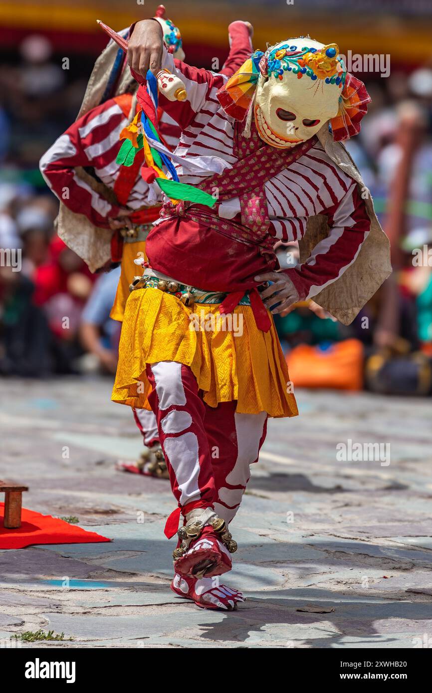 Ladakhi monks wearing traditional costume and performing Cham dance at ...