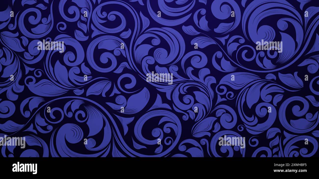 Navy Blue Floral Swirls Floral Swirl Blue Floral Swirl Design