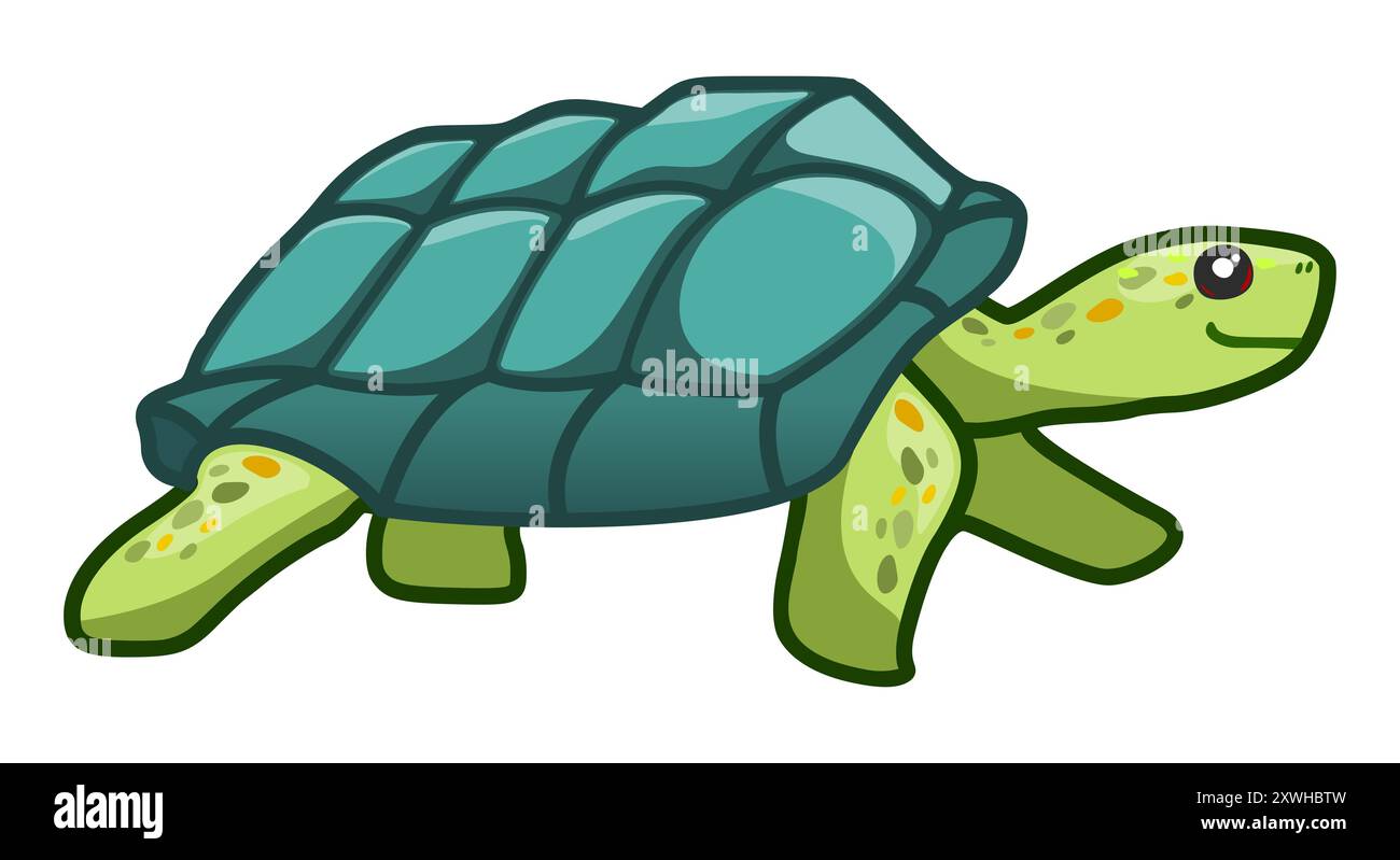 Cute Happy Turtle Moving Forward Cartoon Stock Photo - Alamy