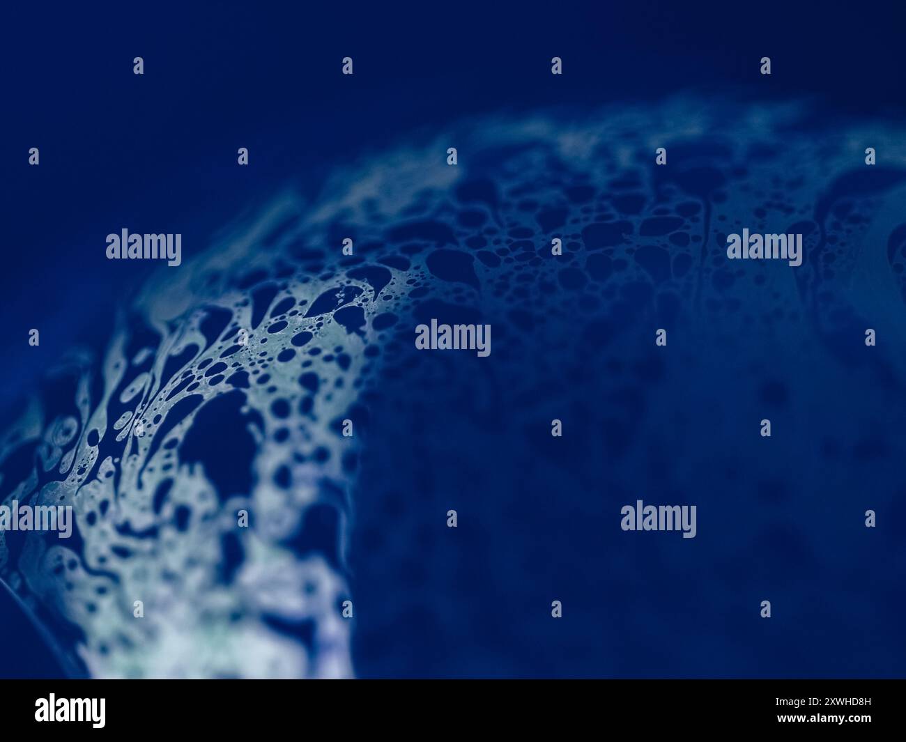 Acid foam. Chemical fluid. Defocused blue color bubble texture emulsion ...
