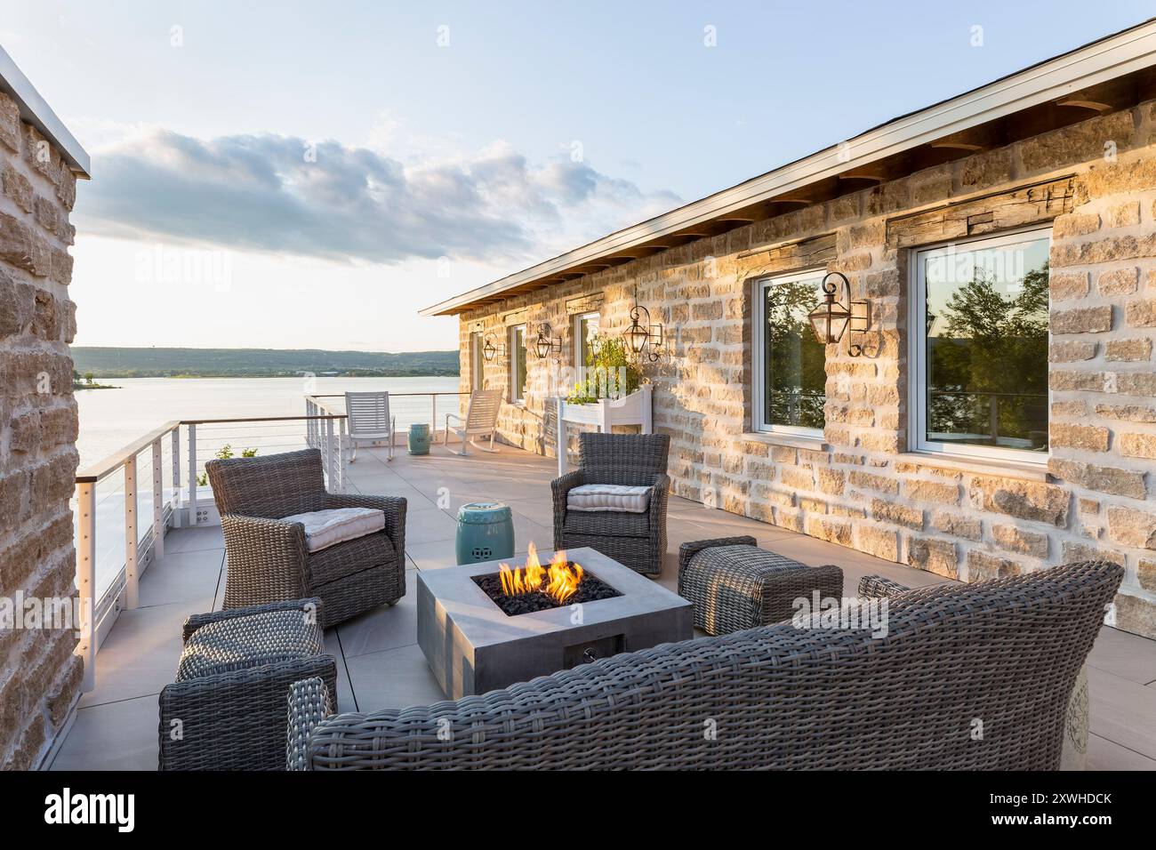 Deck on stone house overlooking the St. Louis River Stock Photo - Alamy