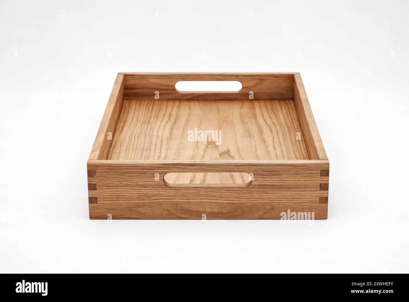 Solid oak wood tray with dovetail joints and cutout handles on the ...