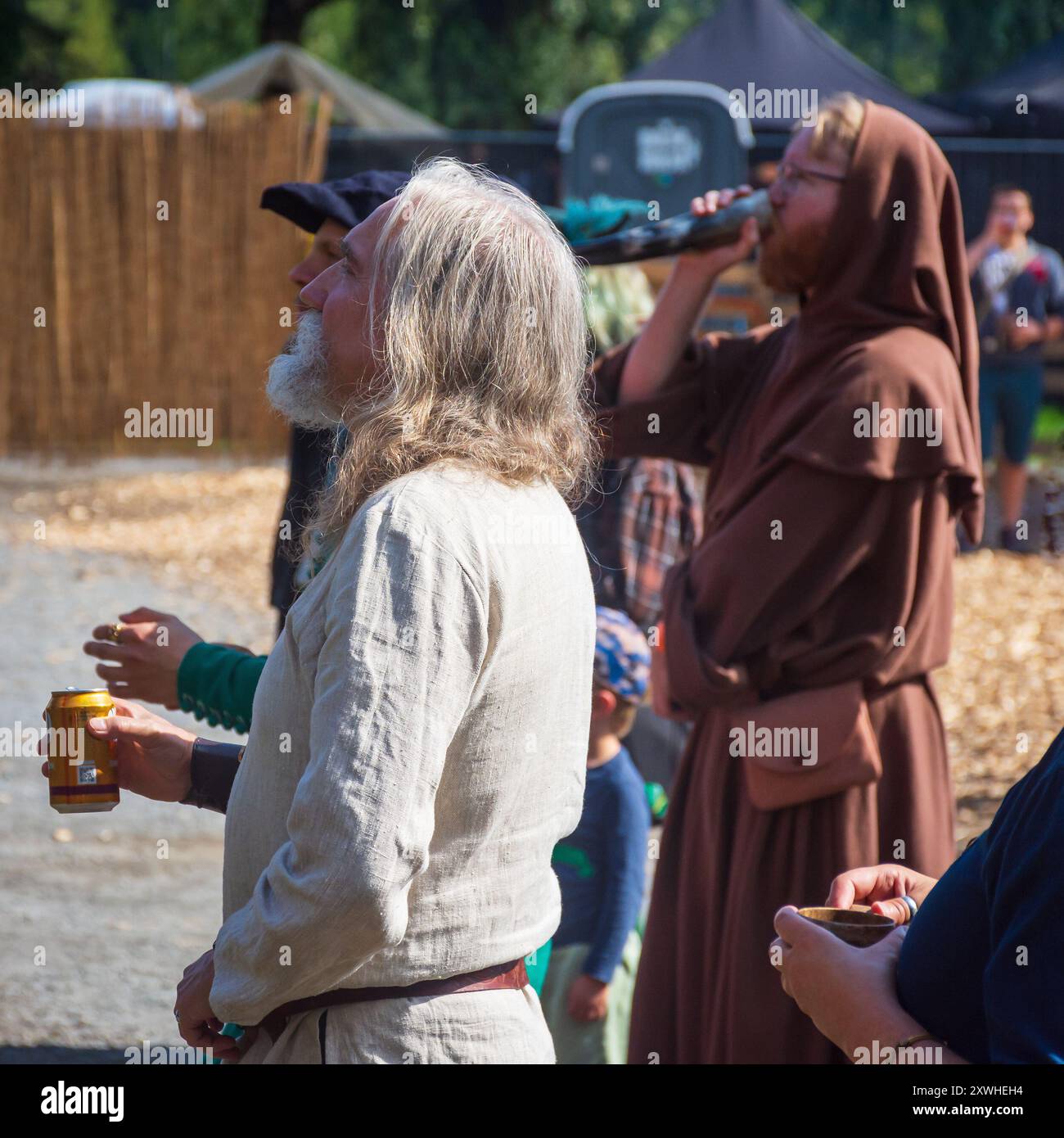 Man with grey beard and hair dressed in medieval clothes at Häme ...