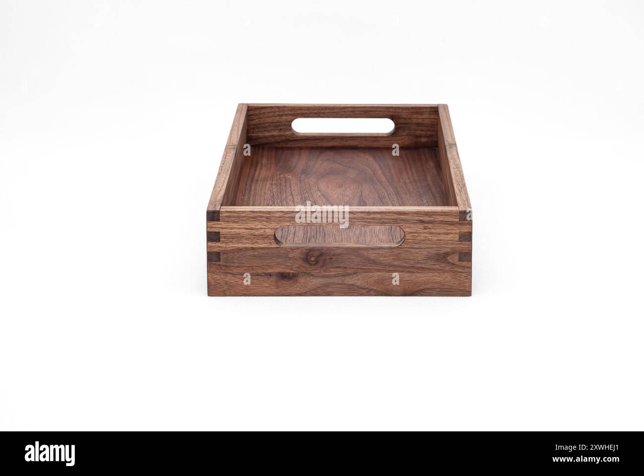 Solid walnut wood tray with dovetail joints and cutout handles on the ...