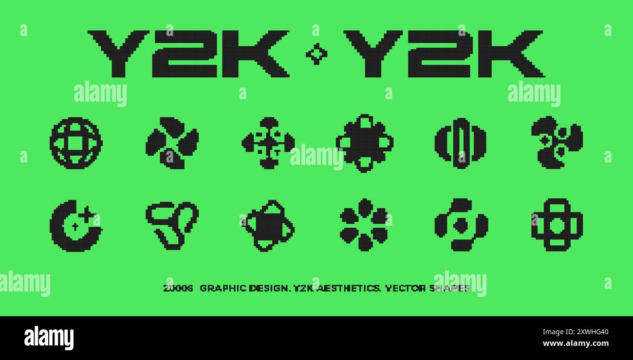 Y2K pixel style asset. 8 bit vector abstract shapes Stock Vector Image ...
