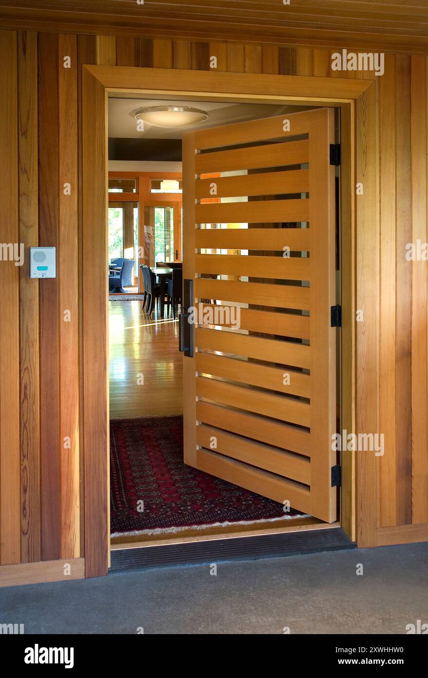 Wood door with horizontal slats hi-res stock photography and images - Alamy