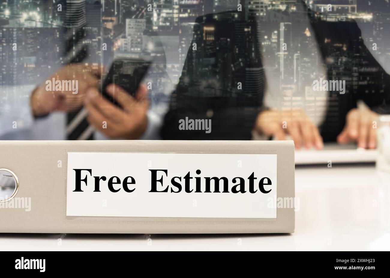 free estimate concept. business people calculated cost estimate real ...