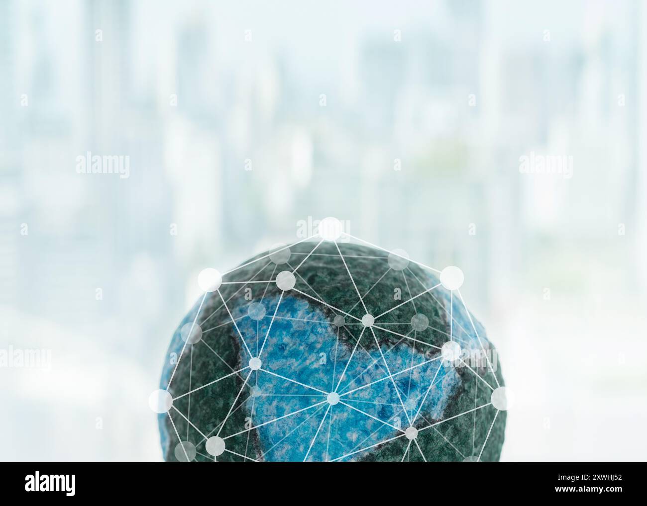 Technology connecting global. Mock up the globe with internet digital ...