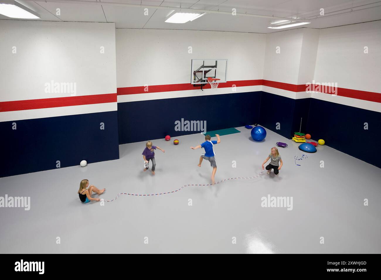 Sport Court with Children Playing Stock Photo - Alamy