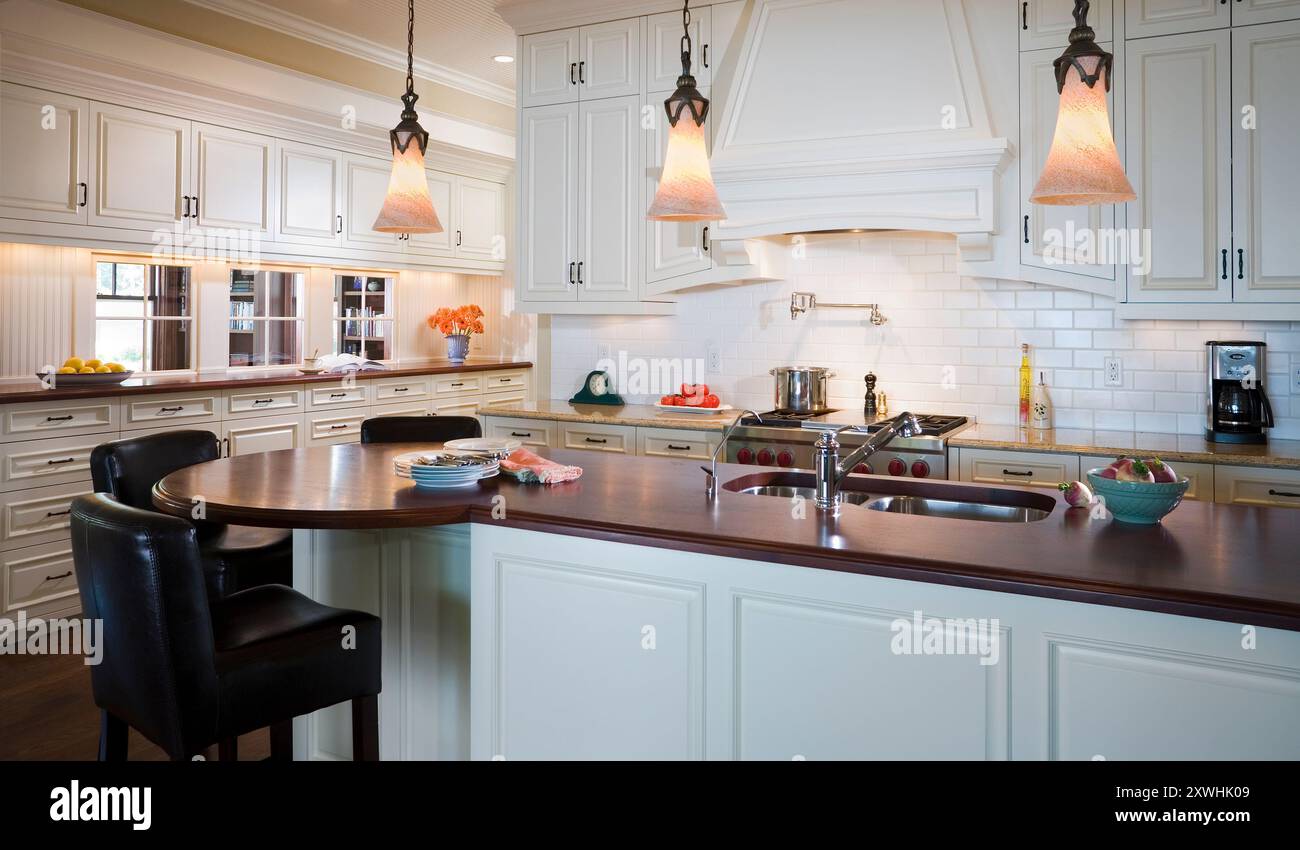 Round end on countertop for eating and gathering hi-res stock ...