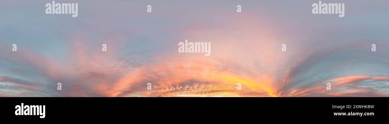 Golden glowing red orange overcast sunset sky 360 hdr panorama ...