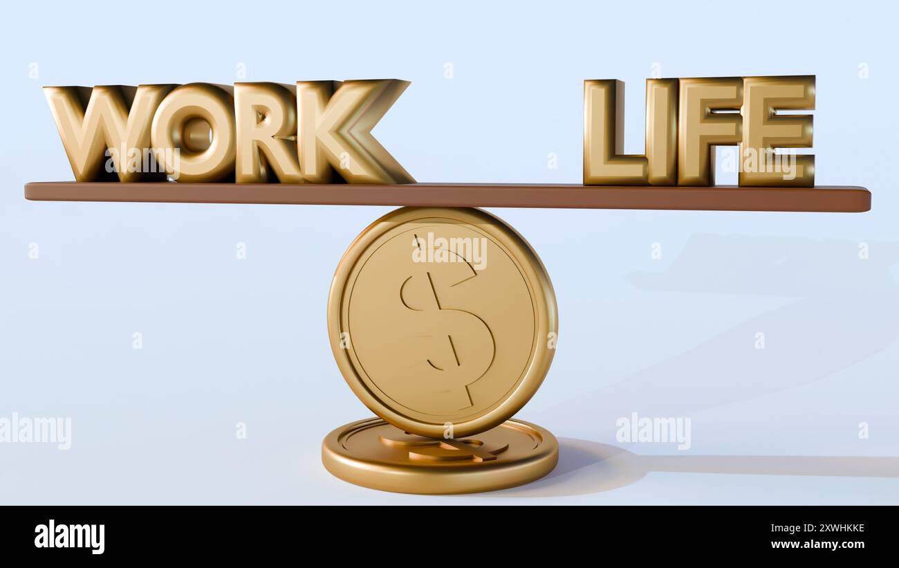 3d rendering depicts work-life balance struggle, with money influencing ...
