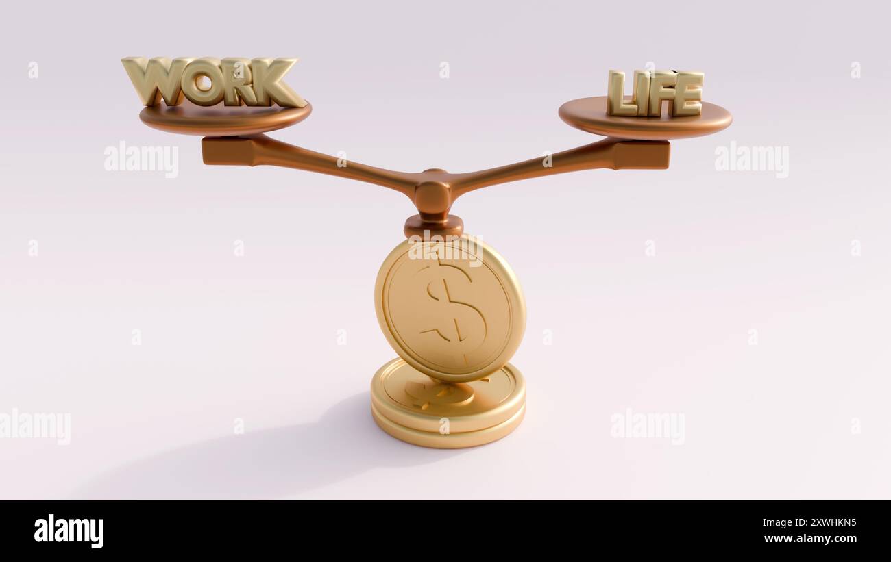 3d rendering depicts work-life balance struggle, with money influencing ...