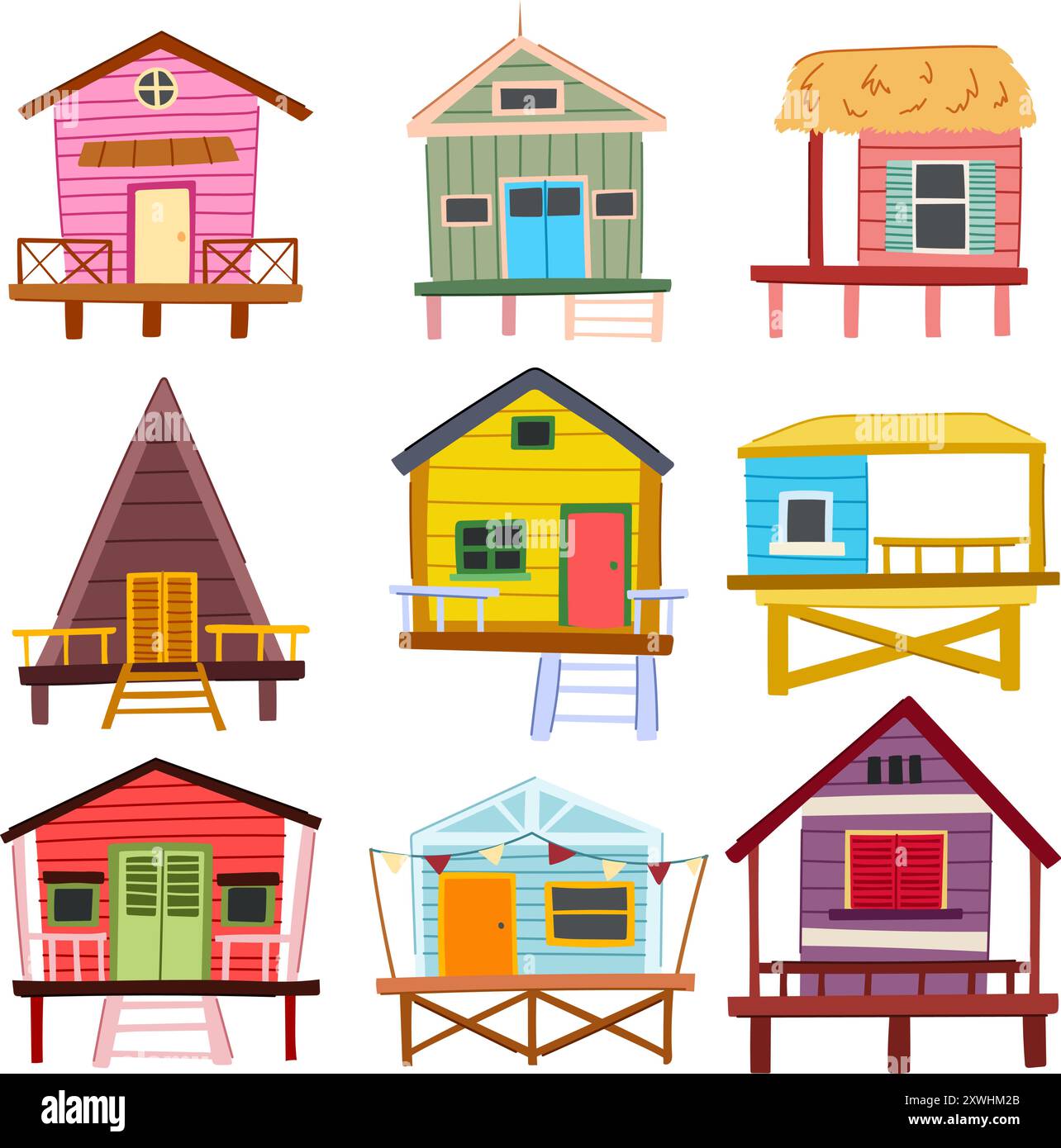 bungalow set cartoon vector illustration Stock Vector Image & Art - Alamy