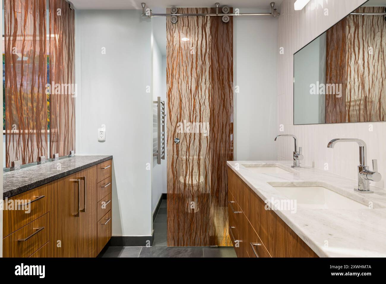 New bathroom space with 3Form panels for privacy Stock Photo - Alamy