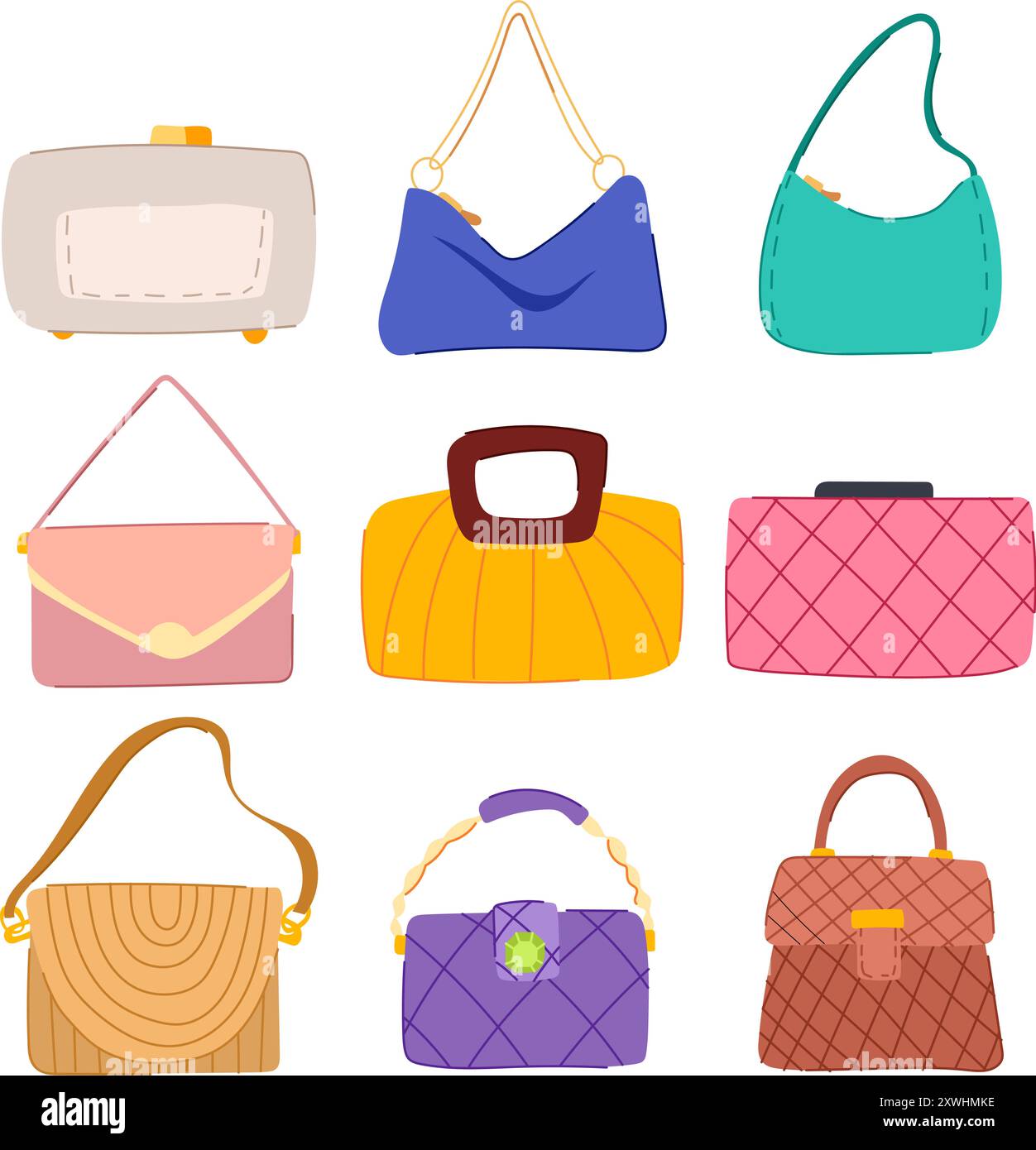 clutch bag set cartoon vector illustration Stock Vector Image & Art - Alamy