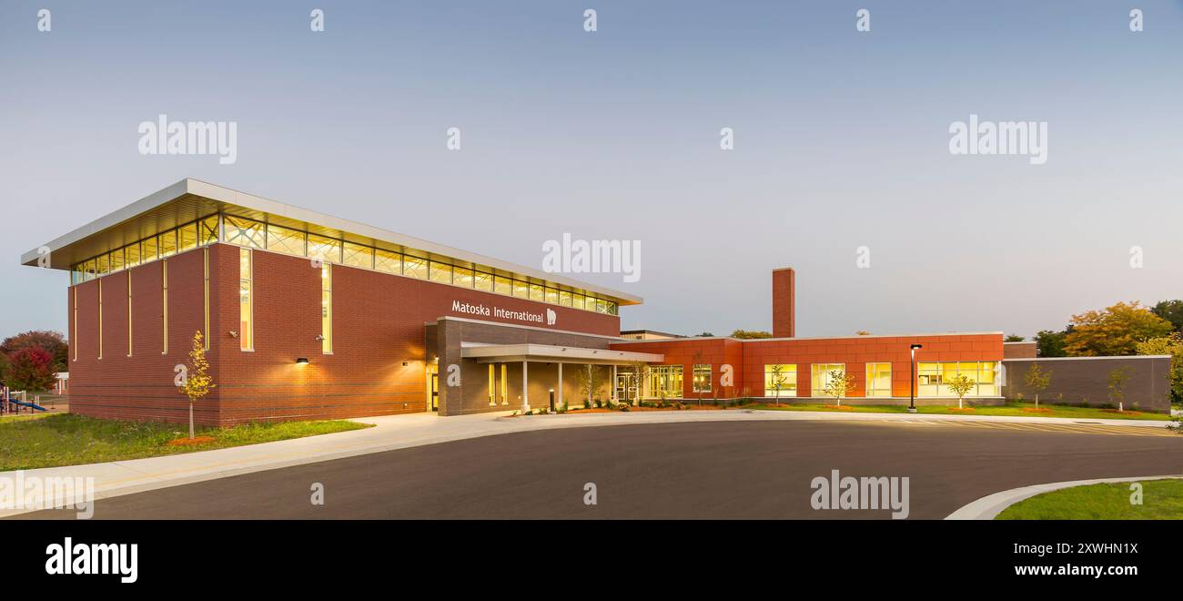 Front exterior of elementary school building at angle Stock Photo - Alamy
